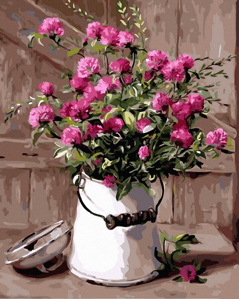 Blumenstrauß in einem Fass 40x50 - Malen nach Zahlen - iPicasso